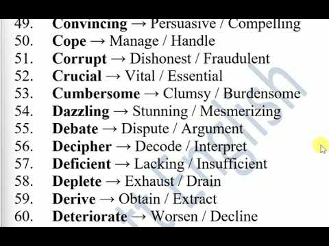 All Advance Synonyms words list