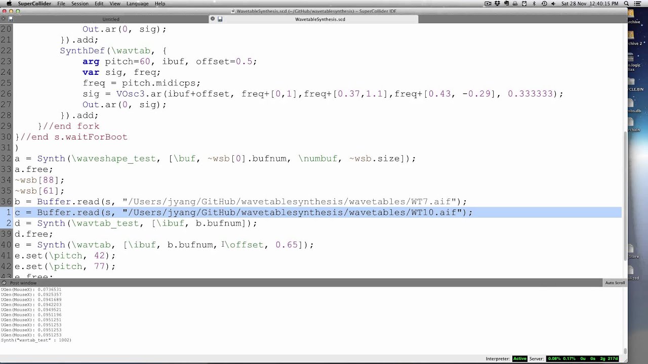 Wavetable Synthesis in Supercollider Tutorial