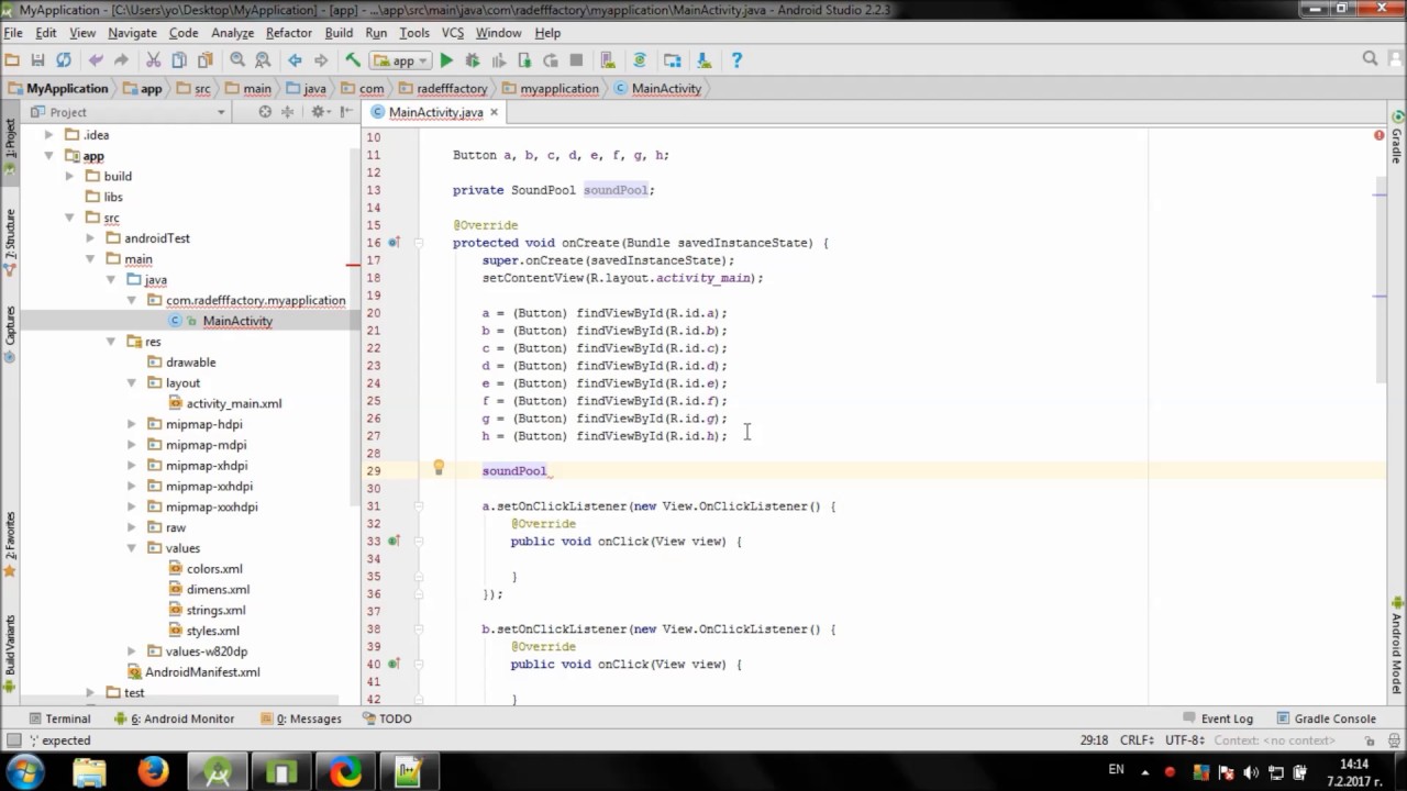 Develop simple Piano app in Android Studio