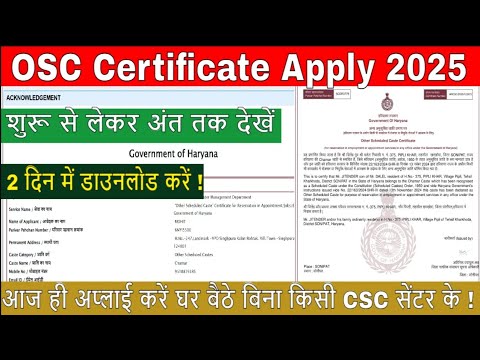 HARYANA CET CASTE CERTIFICATE KAISE BANAYE 2025 | OSC CERTIFICATE HARYANA ONLINE APPLY step by step