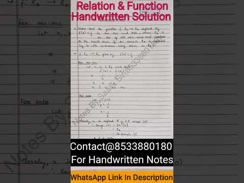 Relation function Handwritten ncert solution Notes pdf class 12th maths Handmade Notes Chapter-1 pdf