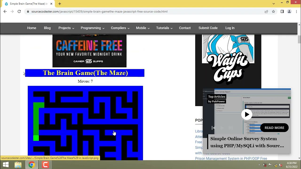 Simple Brain Game(The Maze) in JavaScript