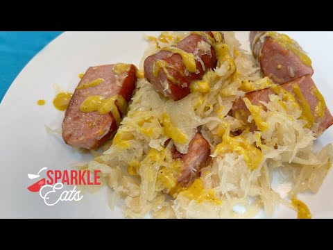 One Skillet Kielbasa and Sauerkraut with Mustard Sauce