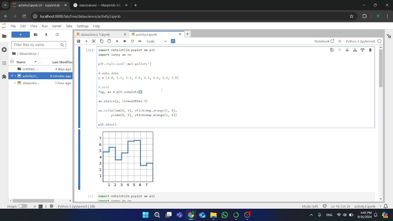 stair chart from matplotlib (use python)