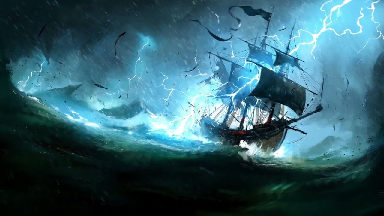 pirate ship storm thunder 4k live wallpaper