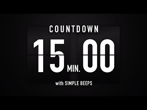 15 Minute Countdown Timer 🕙 Flip Clock with Simple Beeps 🔊🖤