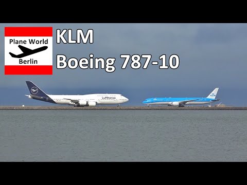 KLM Boeing 787-10 *PH-BKH* takeoff from San Francisco Airport // Full Rainbow during taxiing