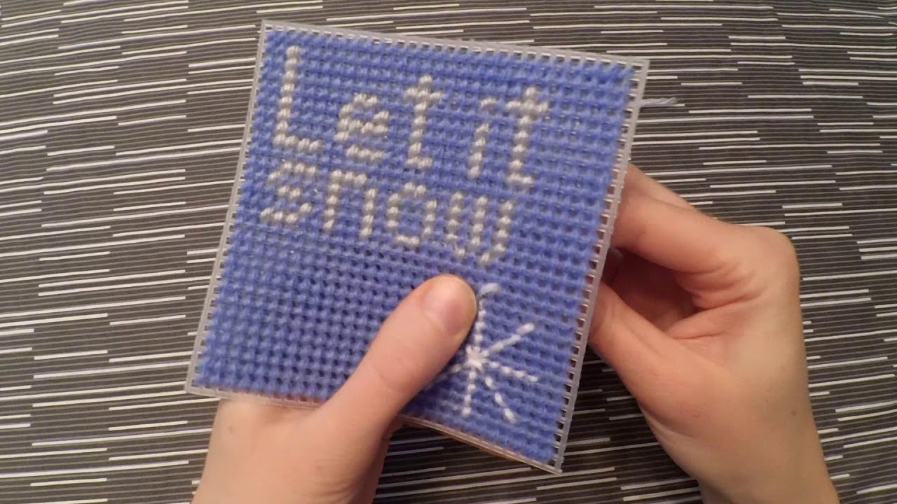 Plastic canvas coaster design - let it snow