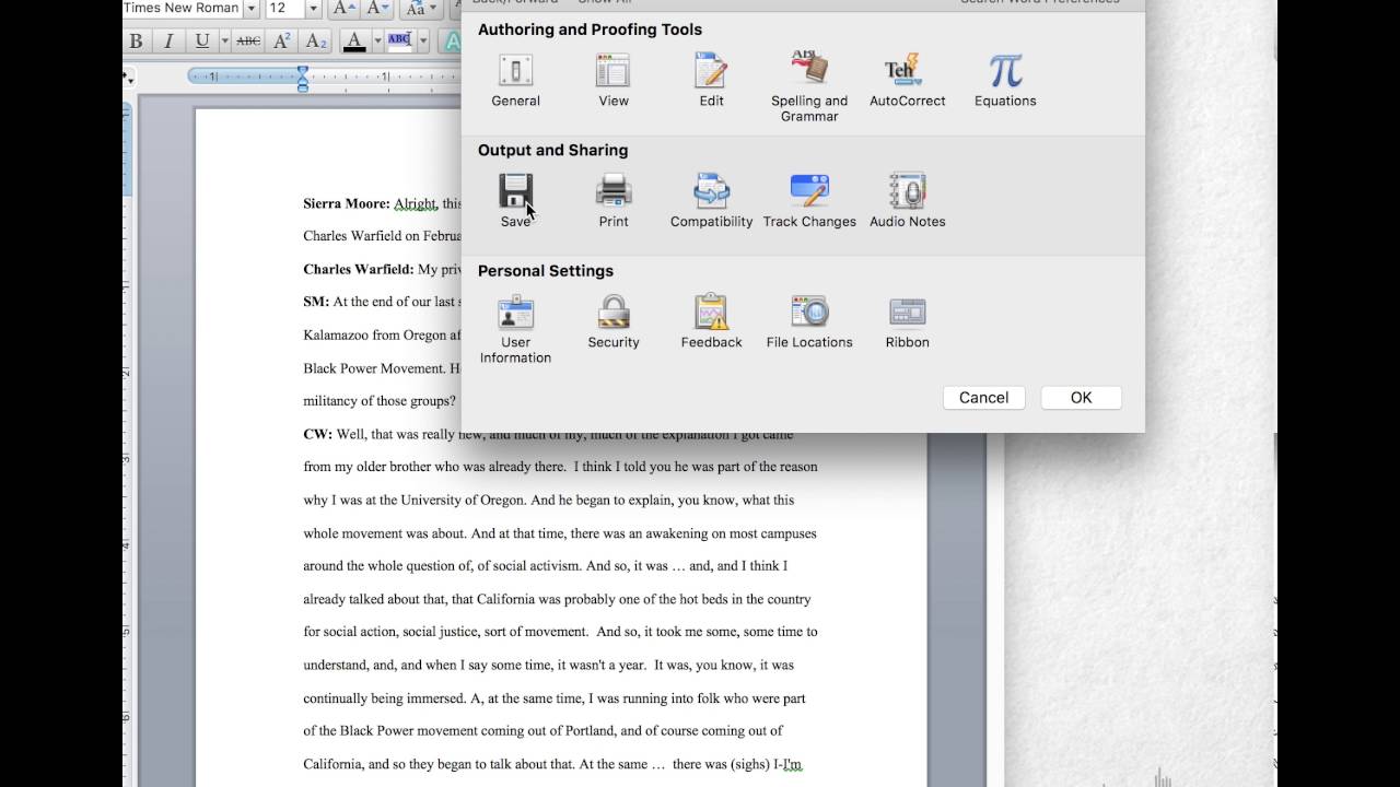 Transcript Formatting in OHMS