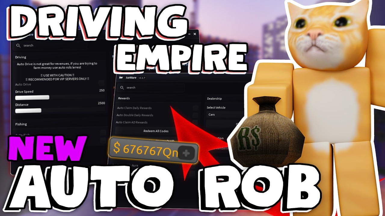 FASTEST Driving Empire AUTO FARM Script, Auto Race, Auto Rob, Auto Drive/Arrest & More!