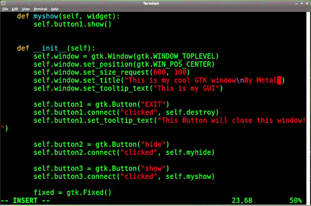 Python - GTK GUI - Tutorial #5 - Titles and Tooltips