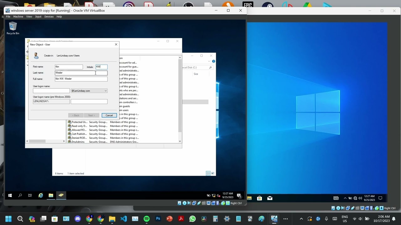 Creating a User, Setting up a Roaming Profile | Windows Server 2019 | Windows 10 | Oracle VirtualBox