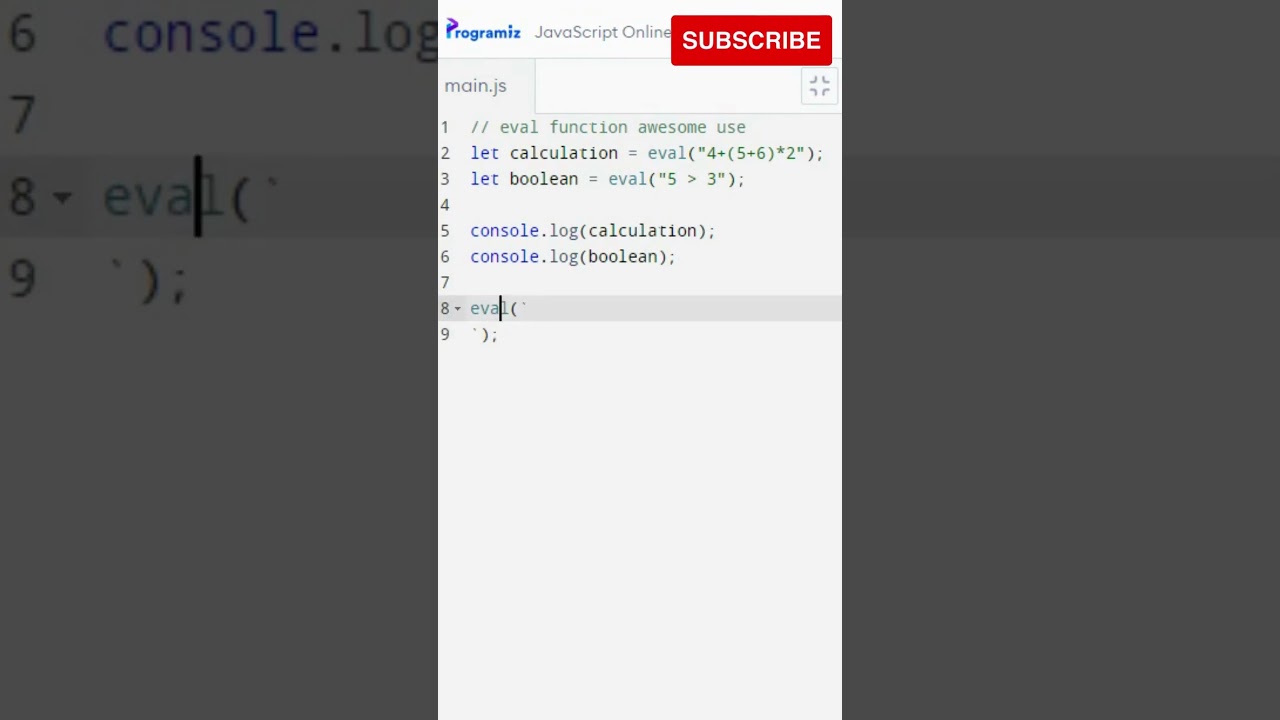 Awesome use of eval function in js. || eval in js. #programmerd #shorts