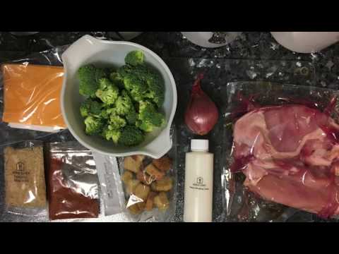 Rotisserie-Style Chicken with cheddar,broccoli and rice casserole.