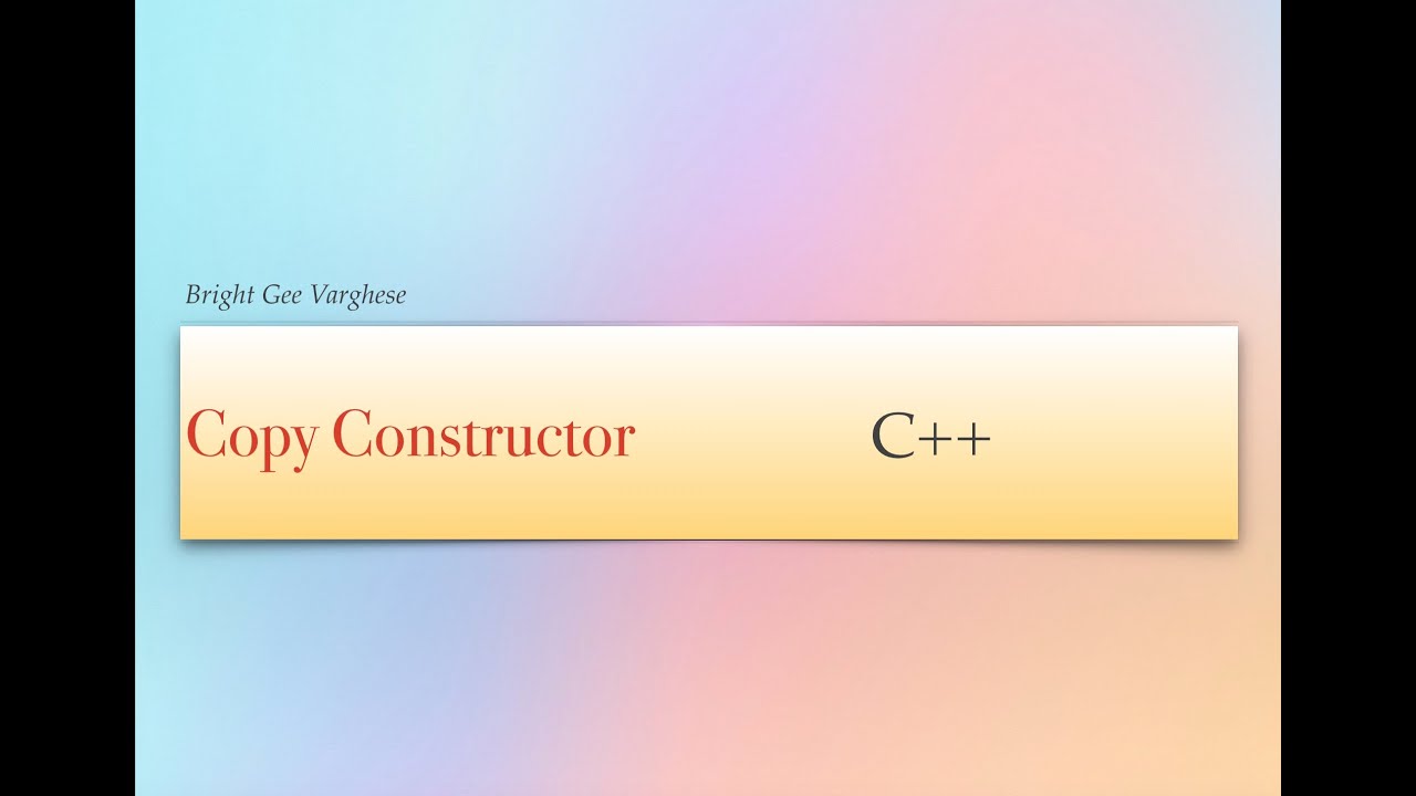 User Defined Copy Constructor