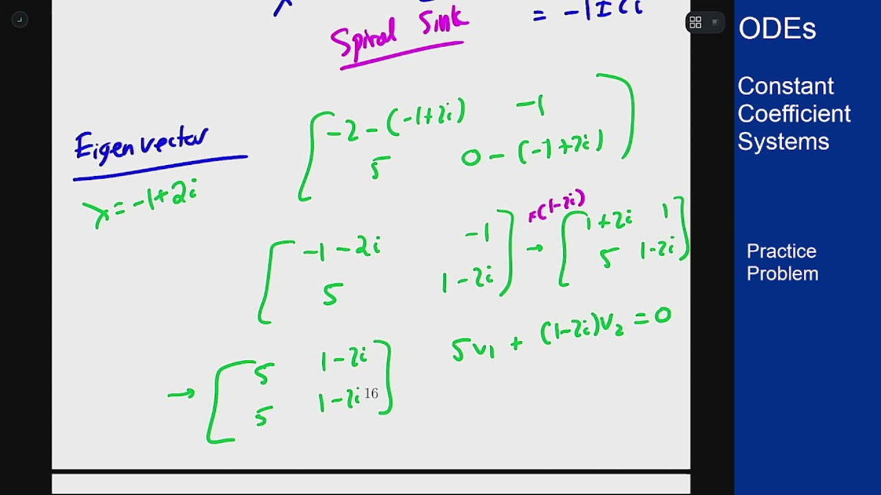 Differential Equations - Practice Problem - System with Complex Eigenvalues