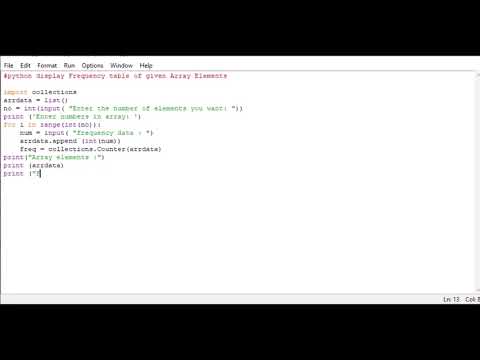 python display Frequency table of given Array Elements