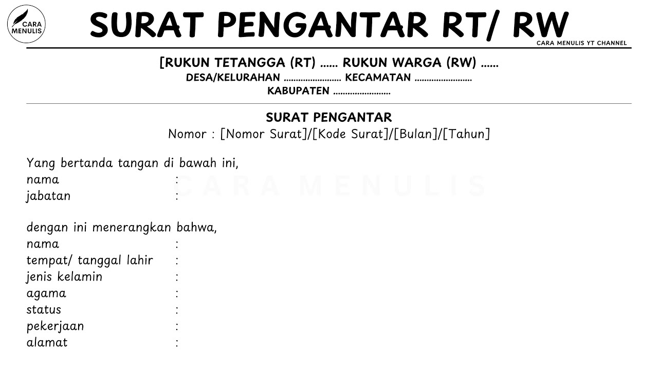 HOW TO WRITE AN INTRODUCTION LETTER FROM THE RT/RW
