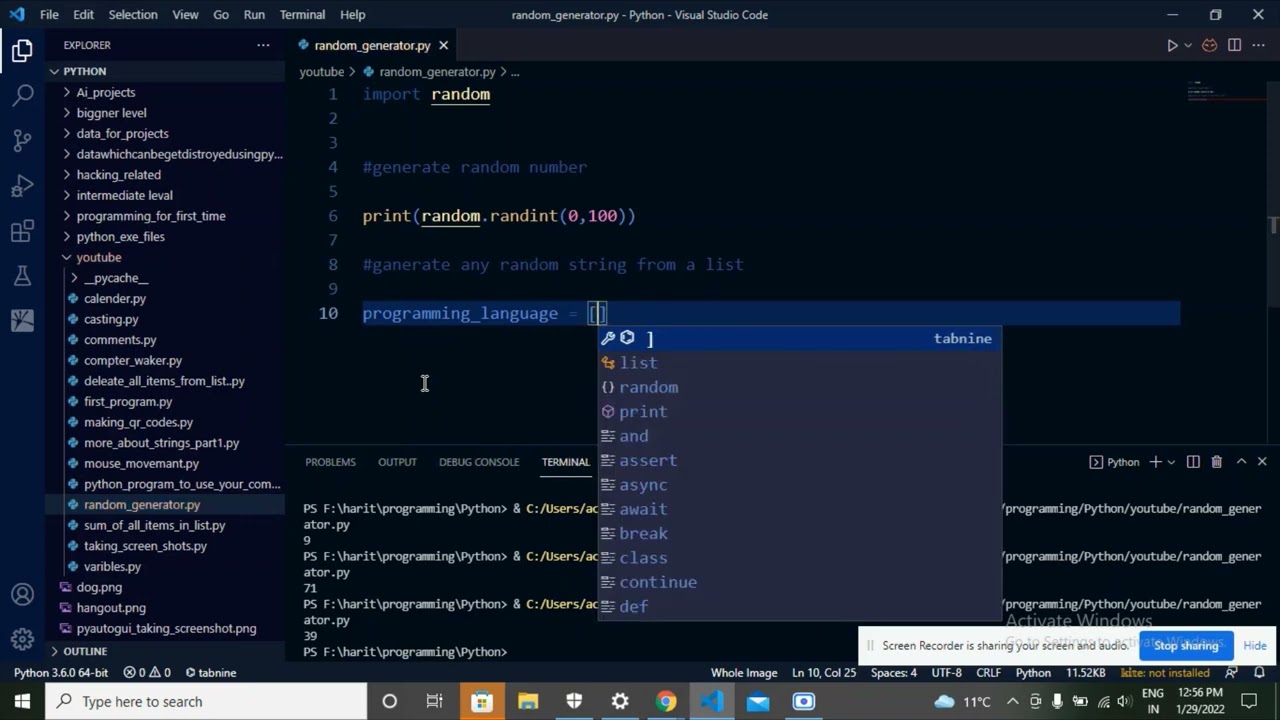python program to generate random numbers and strings