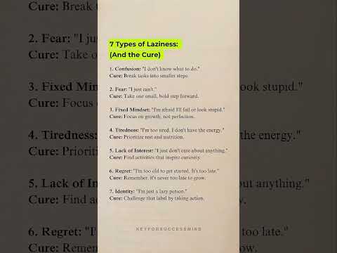 7 type of laziness ( and the cure ) #shorts #fyp #motivation