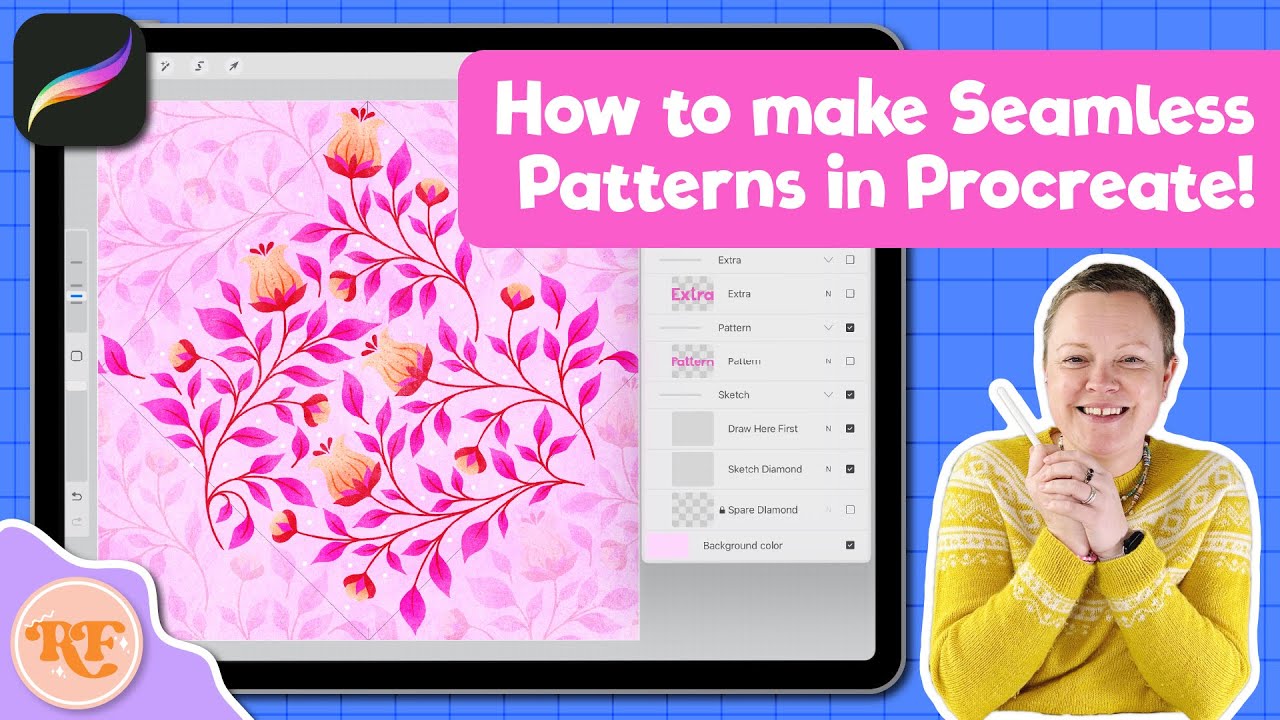 How to Make Seamless Patterns in Procreate Using a Diamond Method Repeat