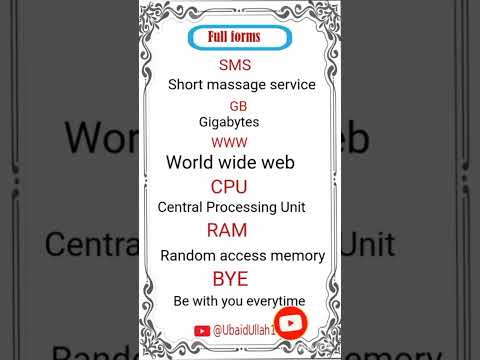 What is the full form of SMS?What is the full form of cpu?What is the full form of WWW?