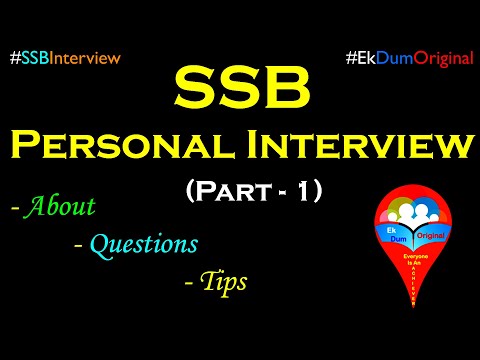 SSB Personal Interview- 1 Video Lecture - Preparation Tips for SSB Interview - CDS