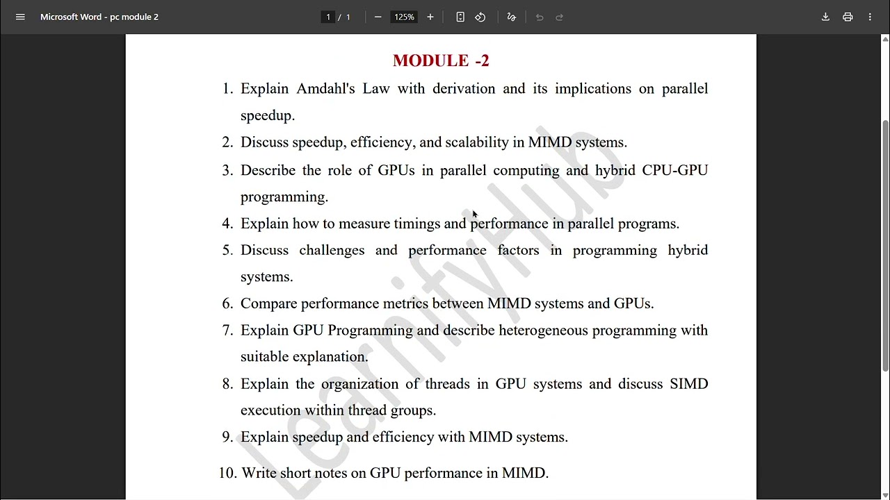 BCS702- Parallel Computing Module-2 Important questions!!!!!!     #parallelcomputing #pc