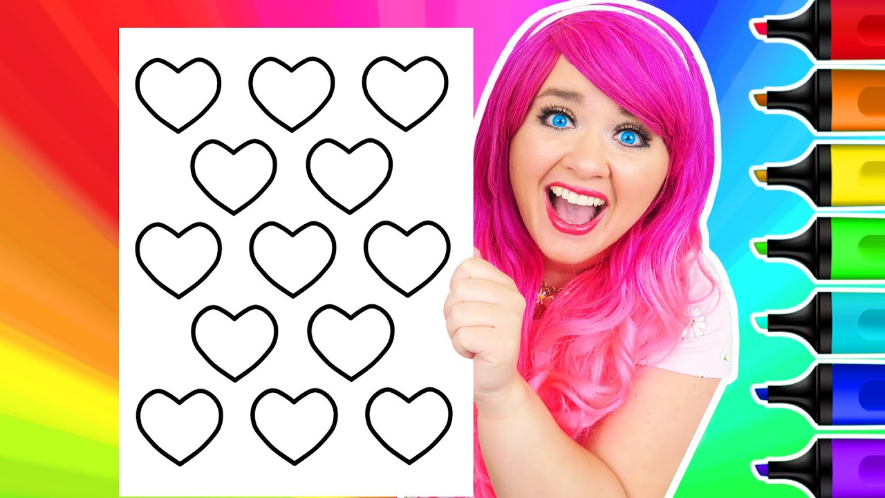 Coloring Rainbow Hearts ❤️ Coloring Page | Ohuhu Paint Markers