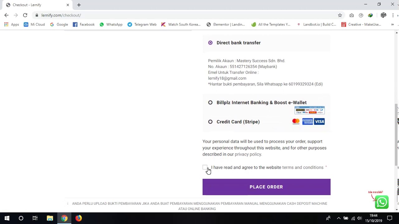 Pendaftaran di website Lernify (2019)