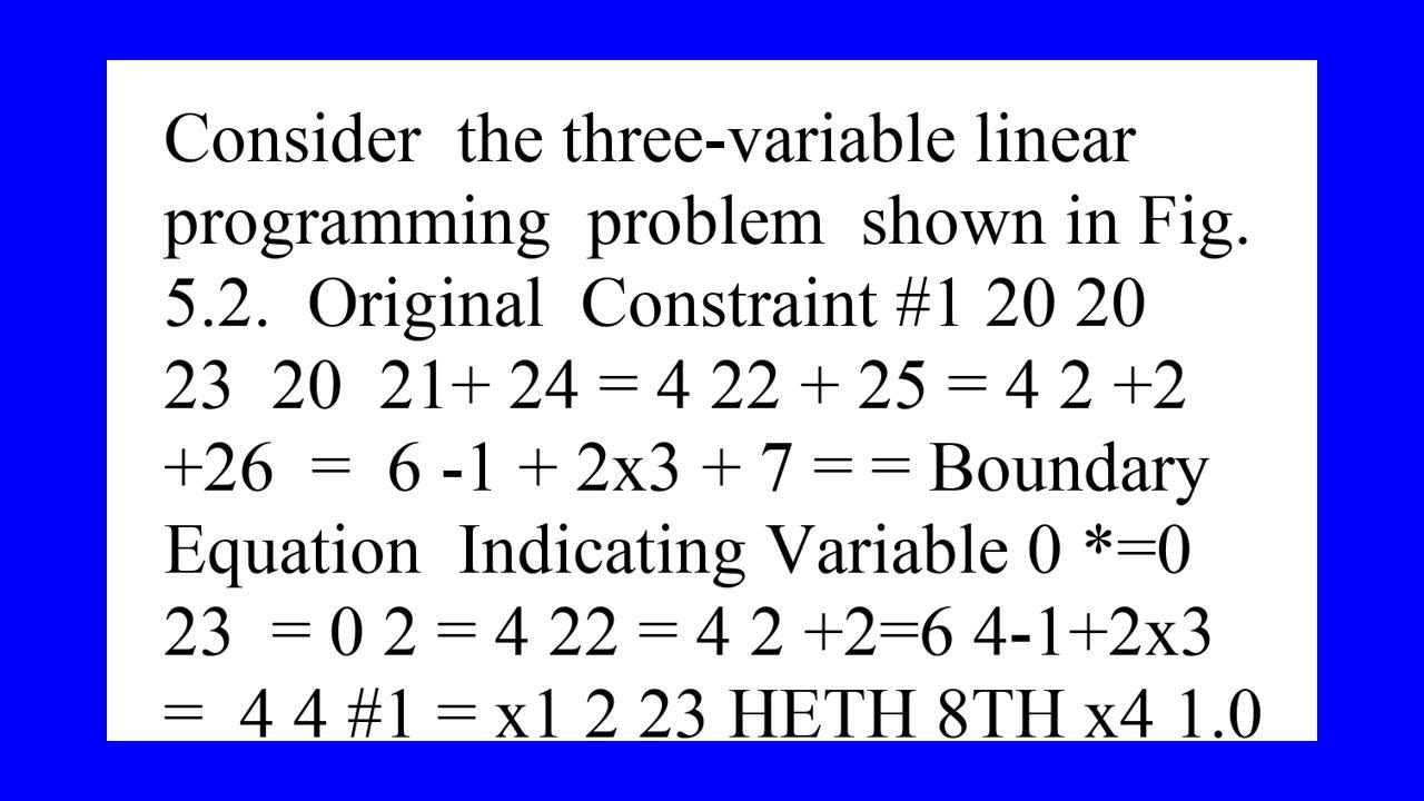 Consider the three variable linear programming problem shown in Fig 5.2. a Construct a table like...