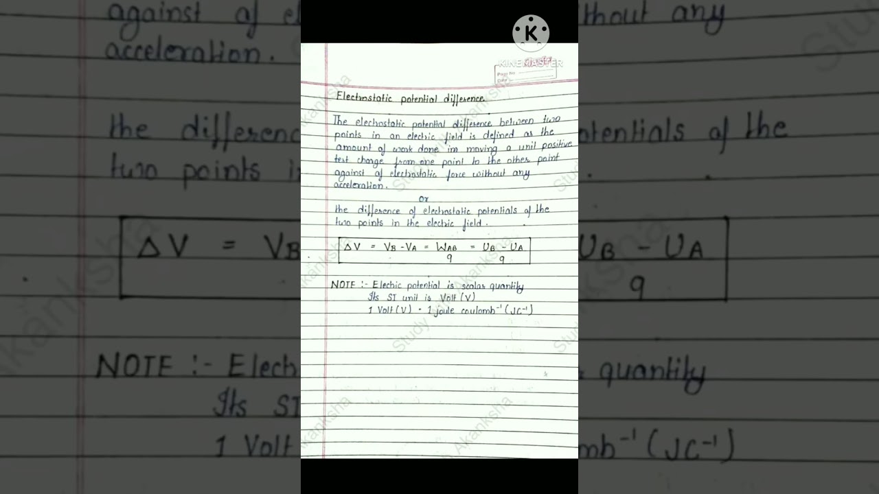 Class 12th || PHYSICS || Chapter 2  || ELECTROSTATICS  POTENTIAL AND CAPACITANCE || NOTES