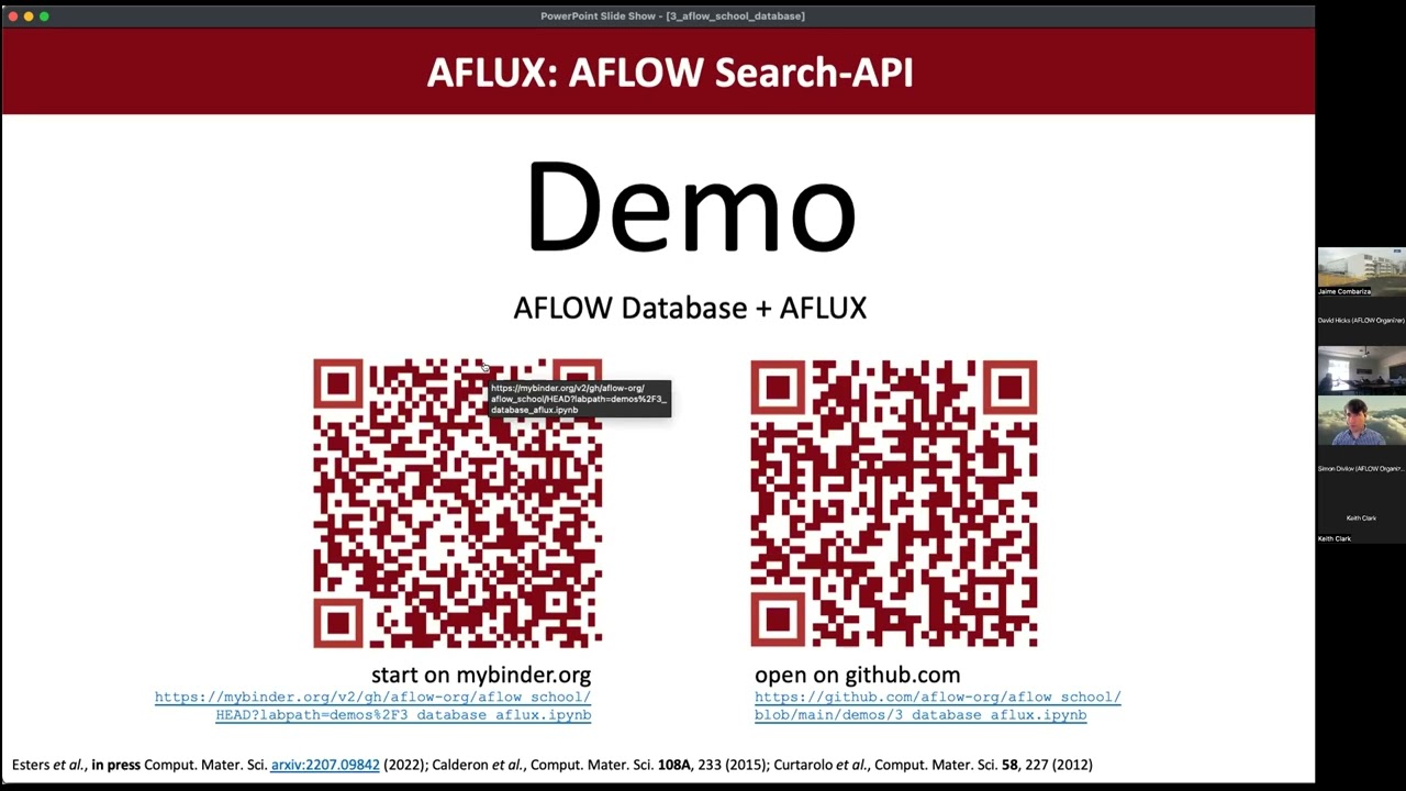 AFLOW School @ JHU 2022 Session 3: aflow.org database and APIs