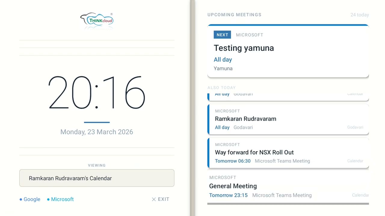 THINKcloud Calendar — Android TV App Demo