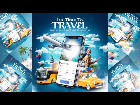 Creative Travel & Tour Manipulation Poster Design | Adobe Photoshop Flyer Tutorial (FREE PSD)