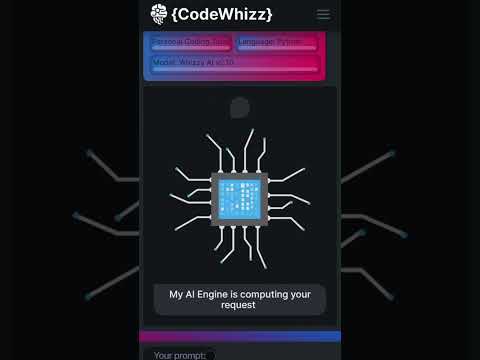 Generate Code on the go with {CodeWhizz}, the powerful AI Code Generator for Python - Mobile Demo