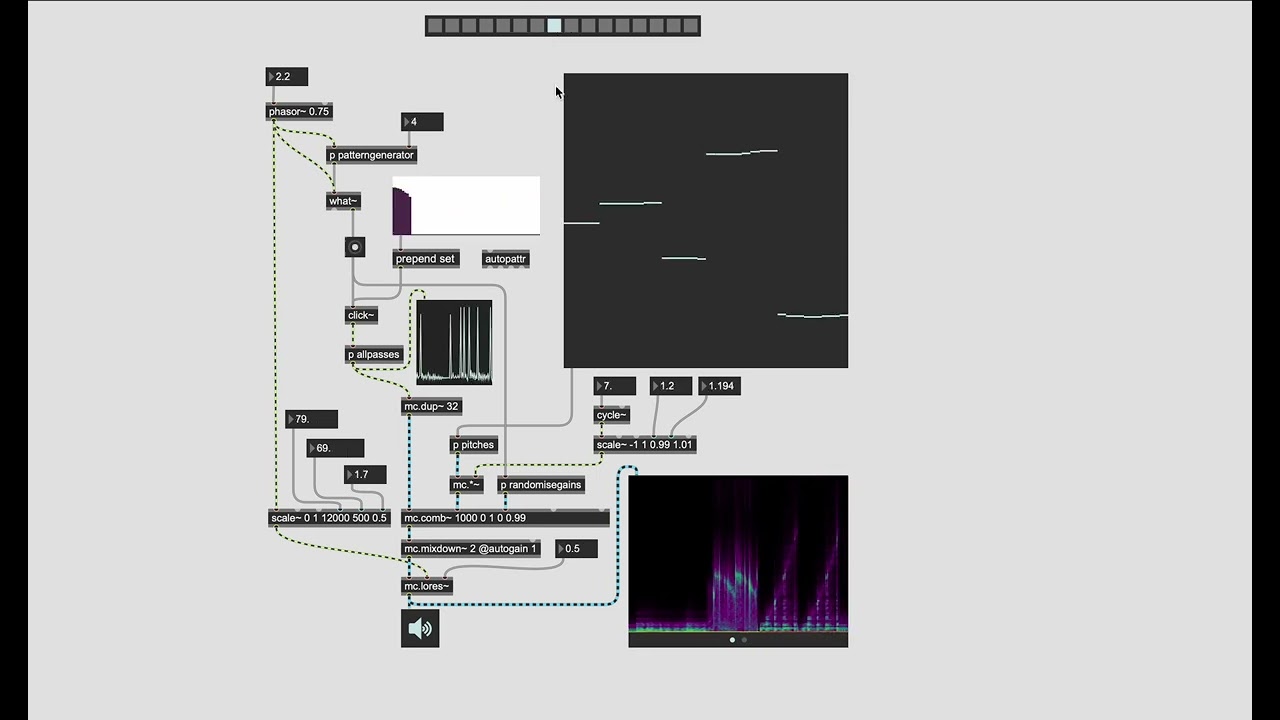 Max/MSP: Pinging a multichannel comb filter