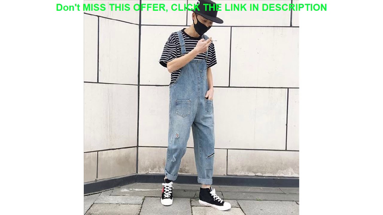 New Fashion Men's Ripped Jeans Jumpsuits Hi Street Distressed Denim Bib Overalls For Man Suspender
