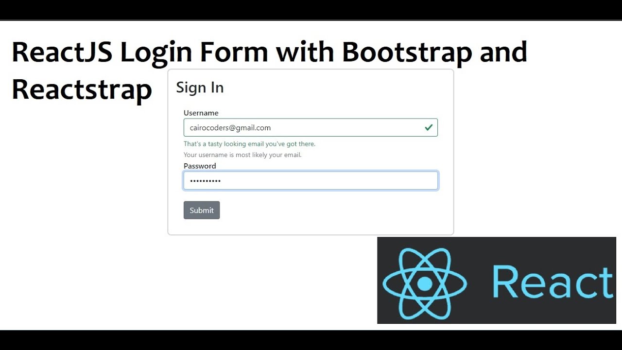 ReactJS Login Form with Bootstrap and Reactstrap
