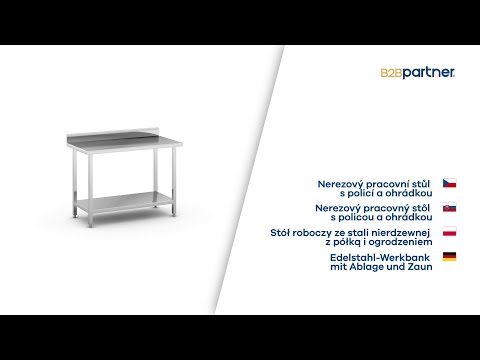 Edelstahl-Werkbank mit Ablage und Zaun, 800 x 600 x 850 mm | B2B Partner