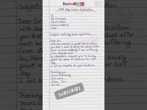 Formal letter - Write a Letter to the Principal for half Day Leave | Half Day Leave Application