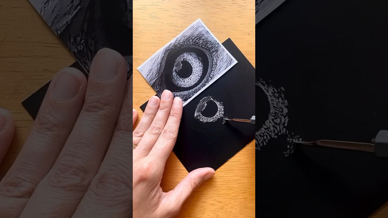 Drawing on scratchboard: reductive techniques ✍️ #drawing #arttutorial #arteducation #arttips