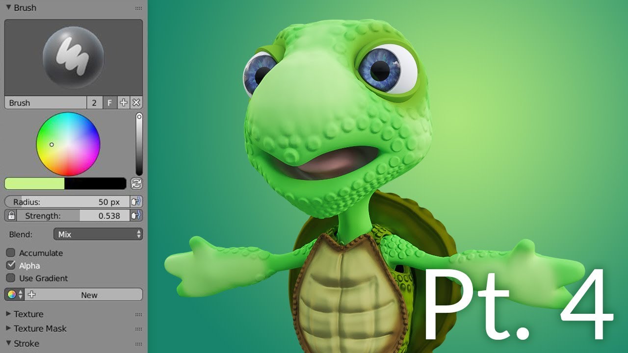 CGC Classic: Creating a Cartoon Turtle Pt. 4 - Texturing (Blender 2.6)