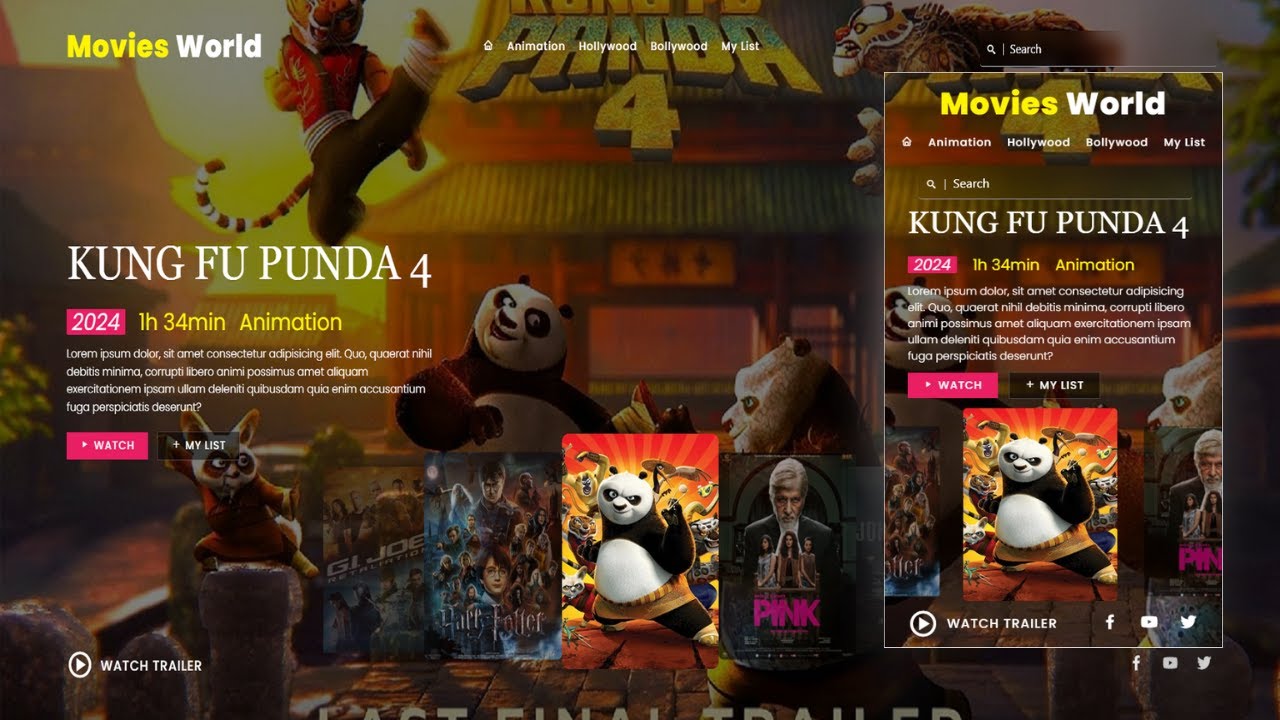 Responsive & Animated Movie Website Landing Page in HTML CSS & JavaScript | Creative JS Coder