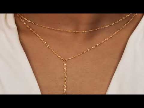 2024 Stainless Steel Lip Chain,Double Layered Fringe Necklace,Gold Color Chaoker Fashion Jewelry Lon