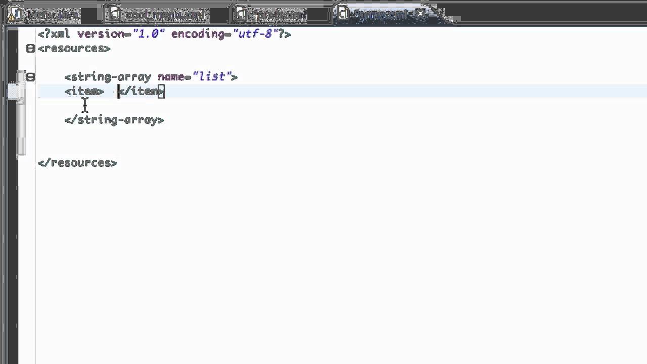 Android Application Development Tutorial - 55 - Setting up a String array resource