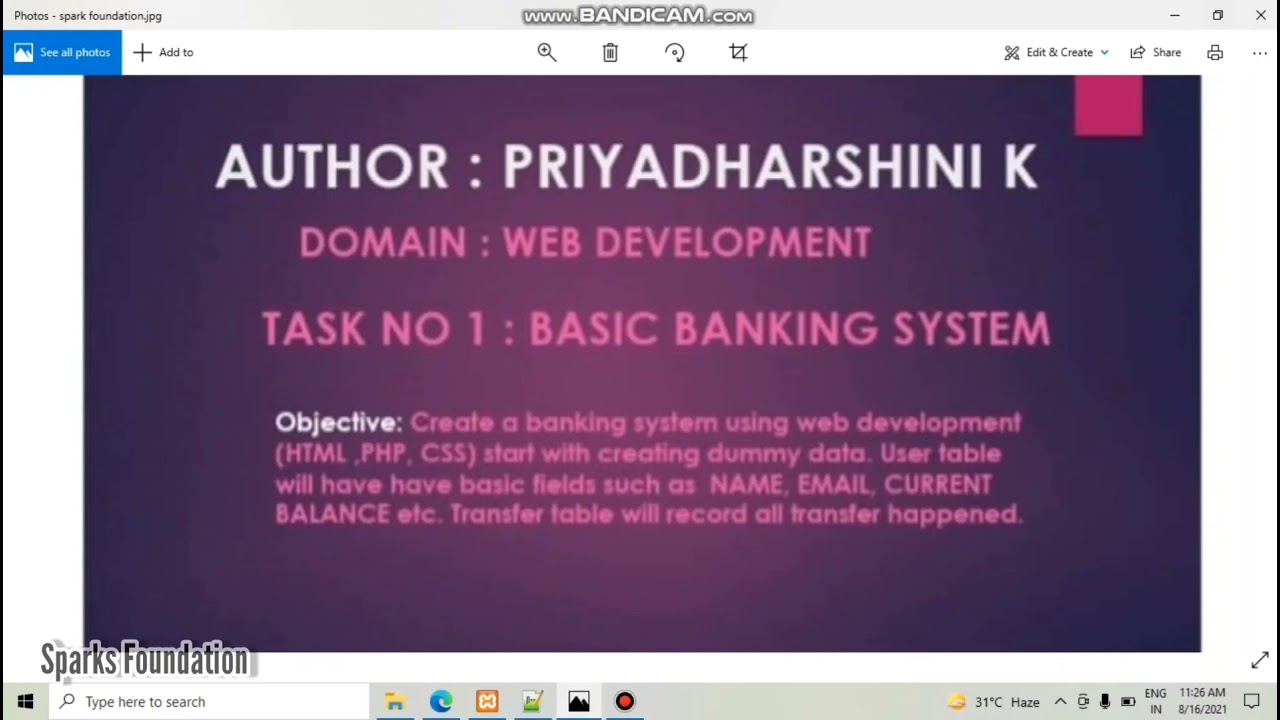 Basic banking system dynamic webpage