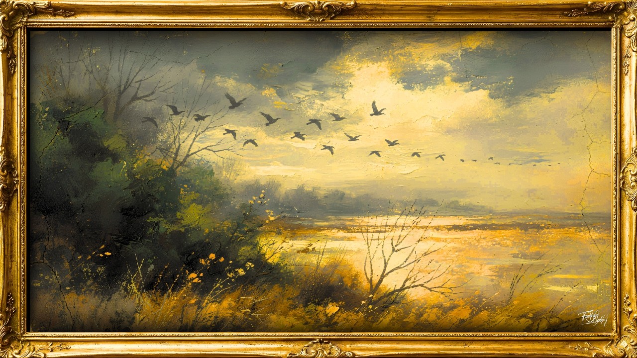 Frame TV Art 4K | Birds Flying at Sunset  | Vintage Oil Painting Ambient | Silent TV Background