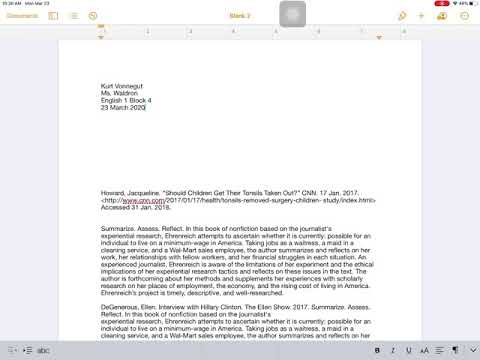 Annotated Bibliography MLA Format