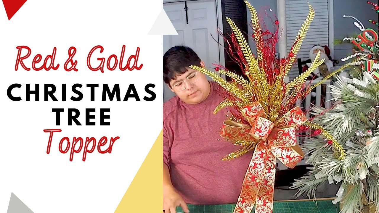 DIY Red & Gold Christmas Tree Topper